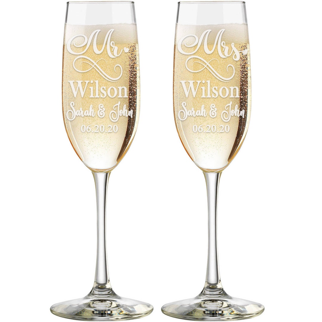 Set of 2 - Personalized Toasting Glasses | Wedding Toasting Flutes ...
