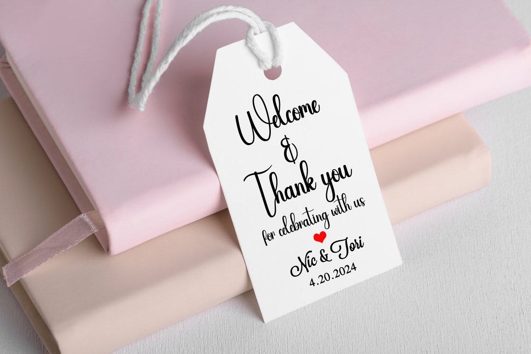 Personalized Welcome and Thank You for Coming Favor Tags, 3.5 X 2 Hole ...