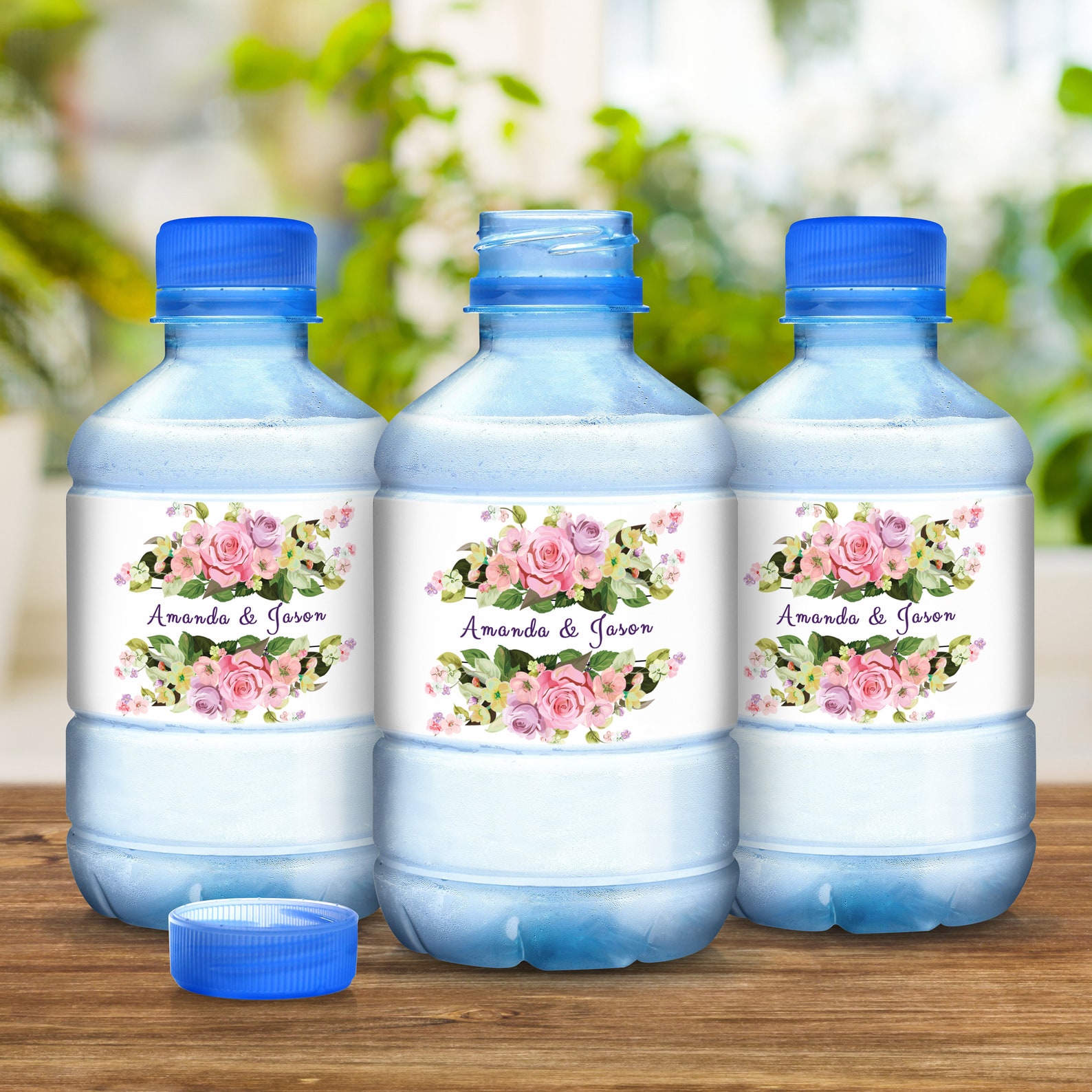 30 Pink Roses Water Bottle Labels for Bridal Showers | Etsy