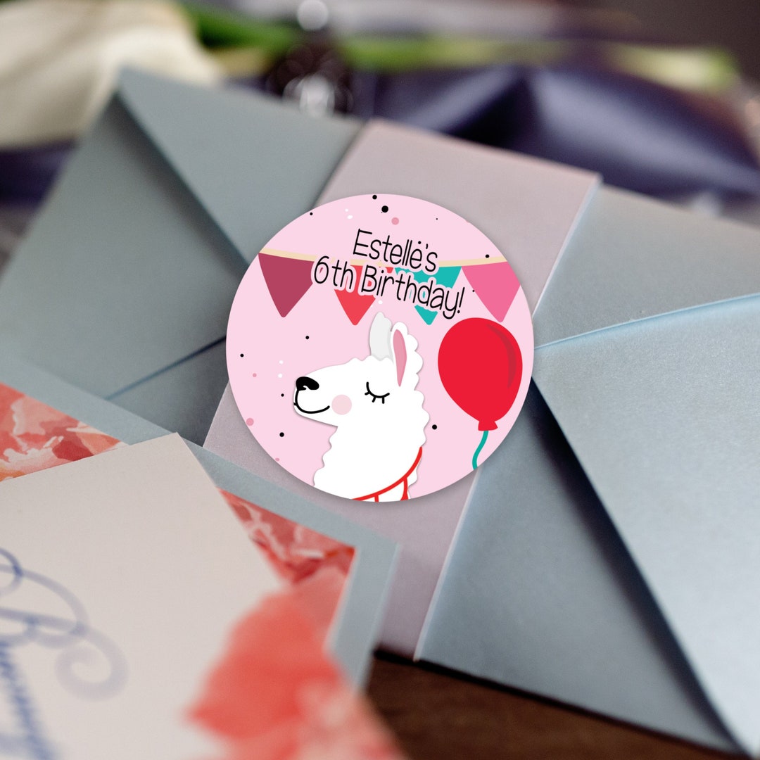 Whole Llama Fun Round Party Stickers Llama Birthday Party Labels Banner ...
