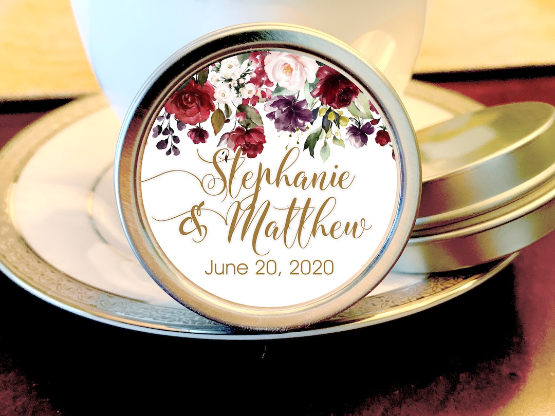 Personalized Marsala Wedding Favors Mint Tins | Wedding Breath Mints ...