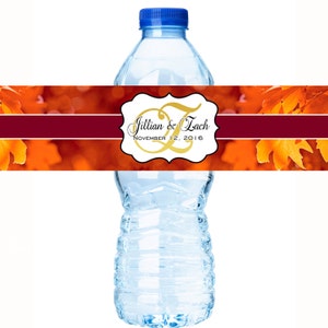 30 Personalized Fall Wedding Custom Monogram Water Bottle Labels ...