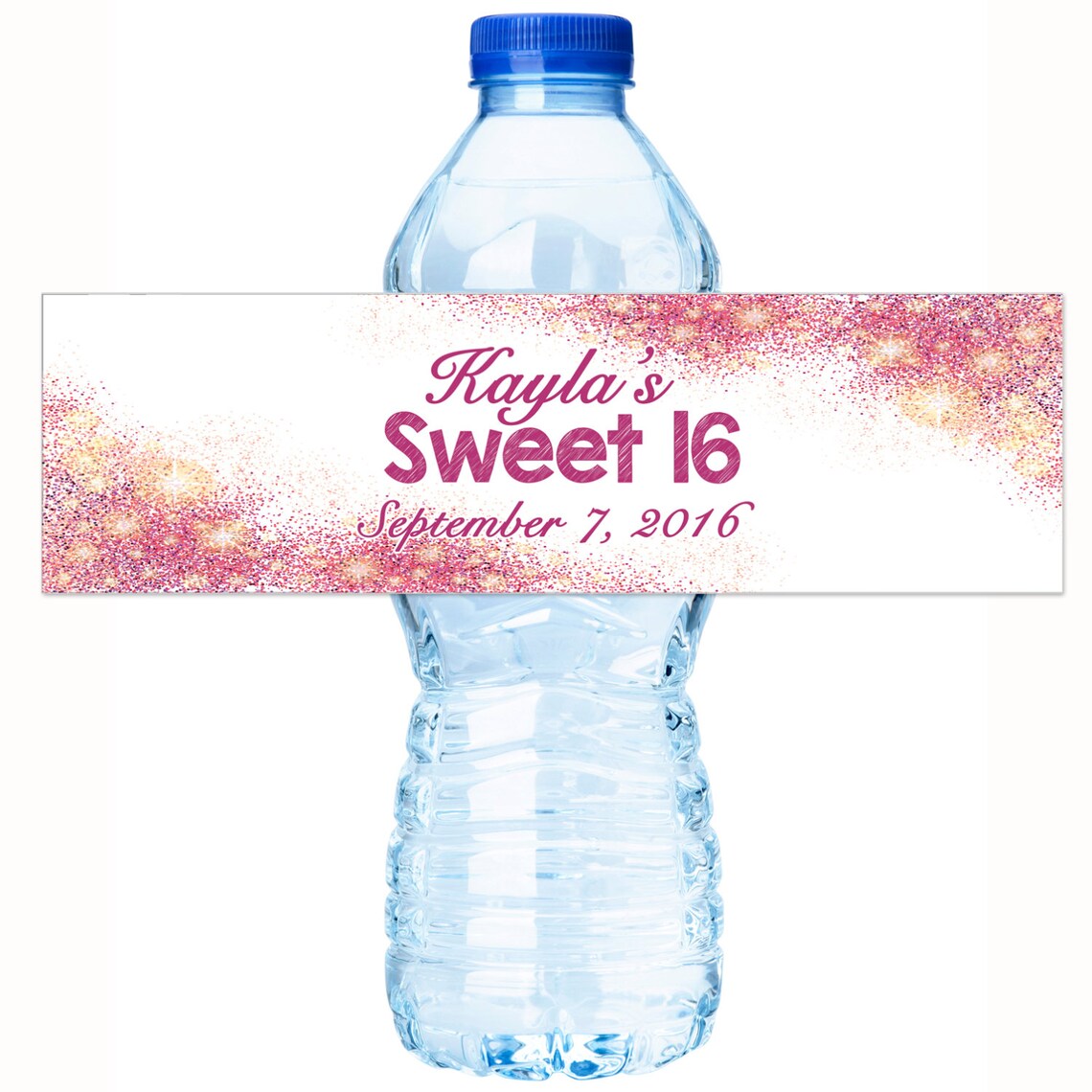 30 Pink Glitter Water Bottle Label Glitter Birthday Water - Etsy