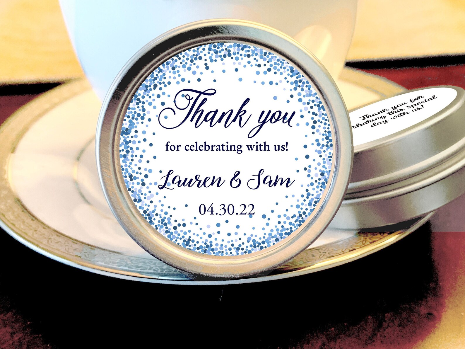 Custom Colored Dusty Blue and Navy Wedding Mints Mint Tins | Etsy