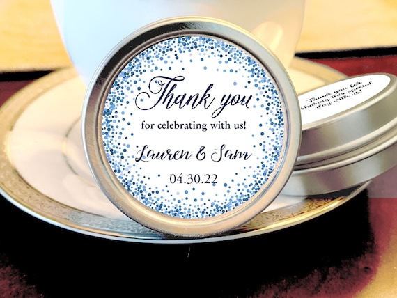 Custom Colored Dusty Blue and Navy Wedding Mints Mint Tins | Etsy