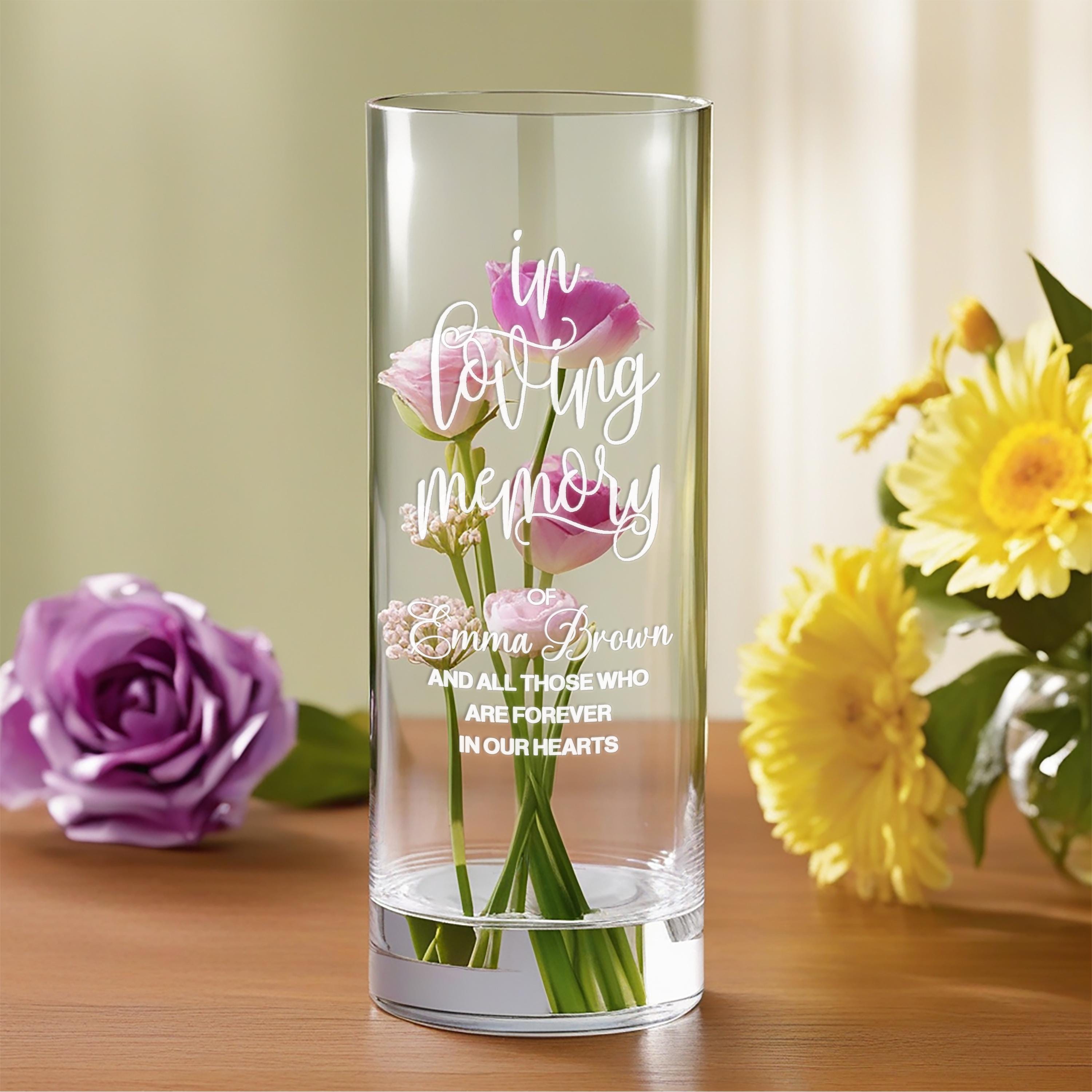 Personalized Memorial Vase - in Loving Memory Engraved Cylinder for ...