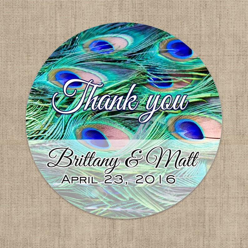 Glossy Round Peacock Labels Peacock Favor Labels Peacock - Etsy