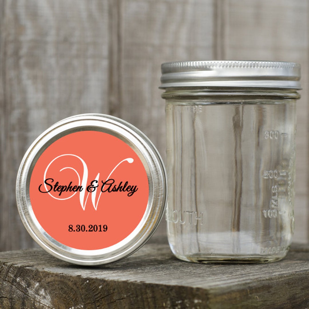 Mason Jar Lid Labels - Monogram Mason Jar Labels - Thank You Labels ...