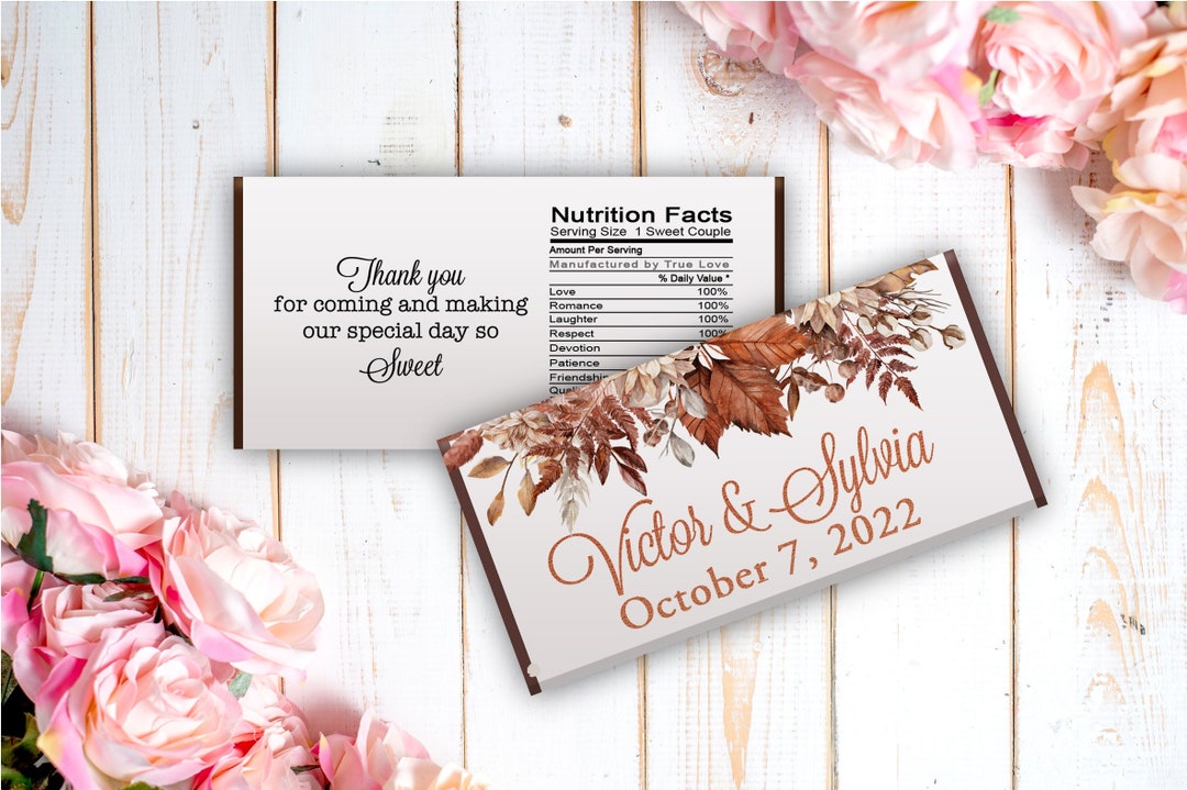12 Large Fall Vintage Floral Candy Bar Wrappers - Fall Wedding Favors ...