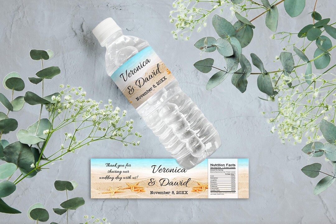 Printed Water Bottle Labels | Beach Shells | Waterproof, Smudge Proof ...