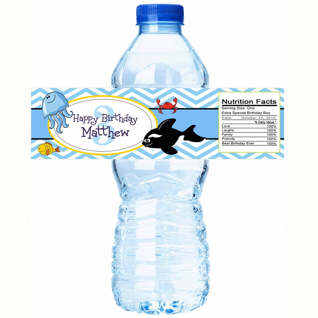 30 Nautical Themed Birthday Water Bottle Labels - Select the Quantity ...