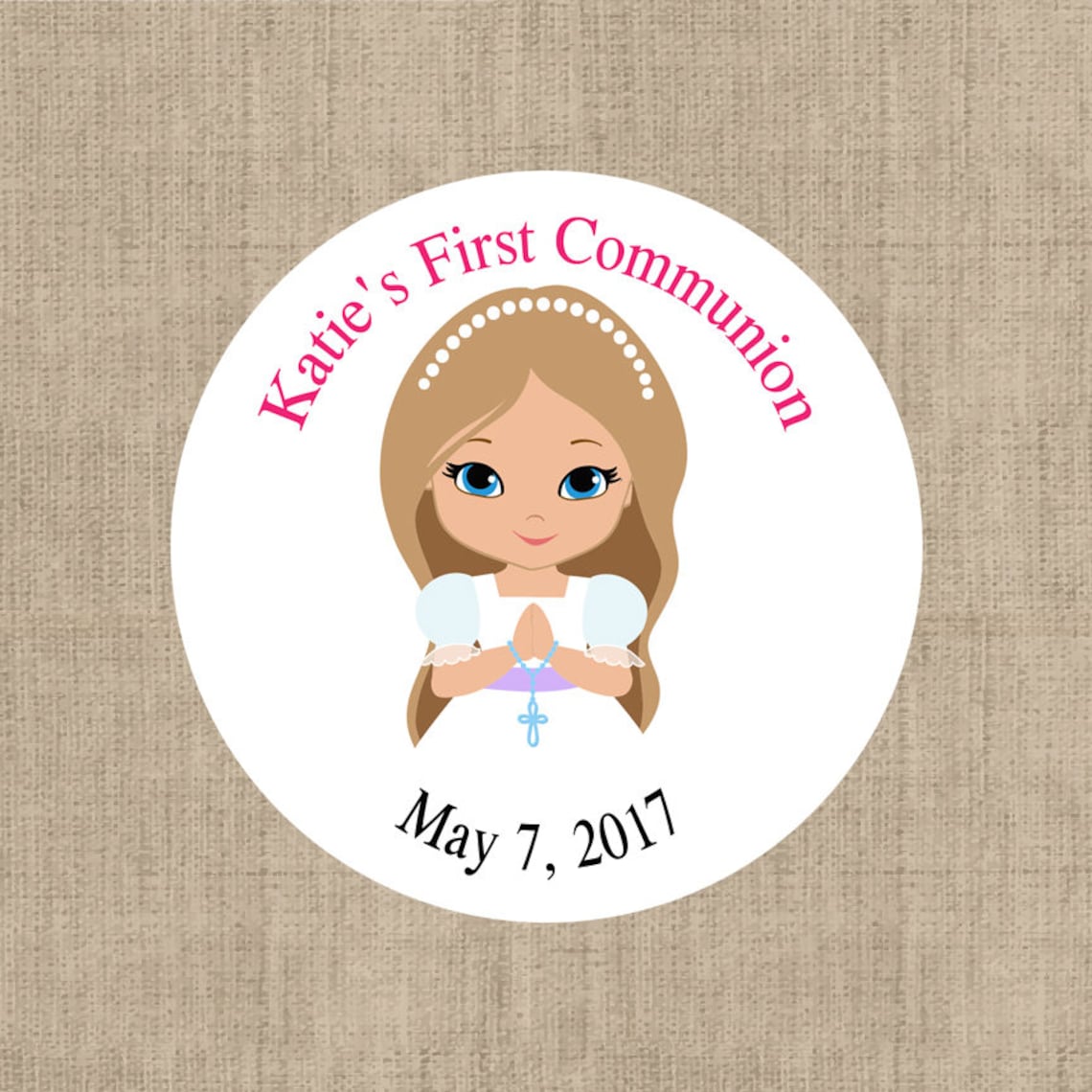 First Holy Communion Round Stickers Girls Holy Communion - Etsy