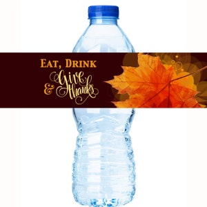 30 Thanksgiving Water Bottle Labels - Thanksgiving Decor - Thanksgiving ...