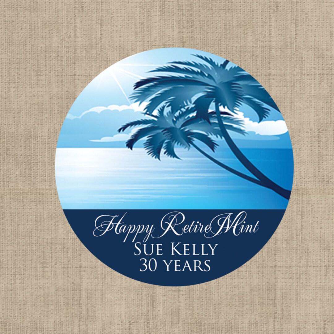 Retirement Stickers - Beach Theme - Palm Tree - Retirement Favors ...