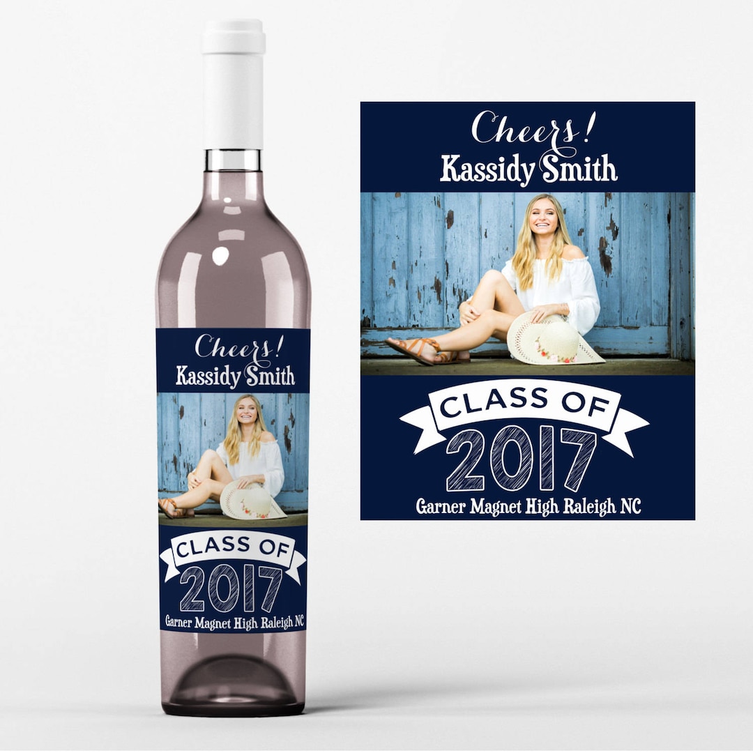 4 Photo Graduation Wine Labels Personalized Graduation Wine Label Add ...