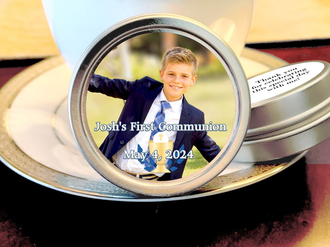 Boys First Holy Communion Candy Favors | Personalized Mint Tins ...
