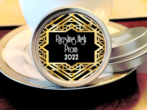 Personalized Gatsby Themed School Dance Prom Mint Tin Favors - Prom ...
