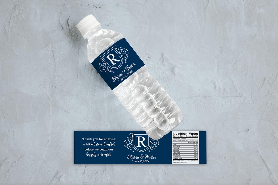 Monogram Wedding Water Bottle Labels | Personalized Bridal Shower Decor ...
