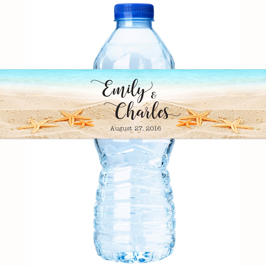 Printed Water Bottle Labels Beach Shells Waterproof, Smudge Proof, Peel ...