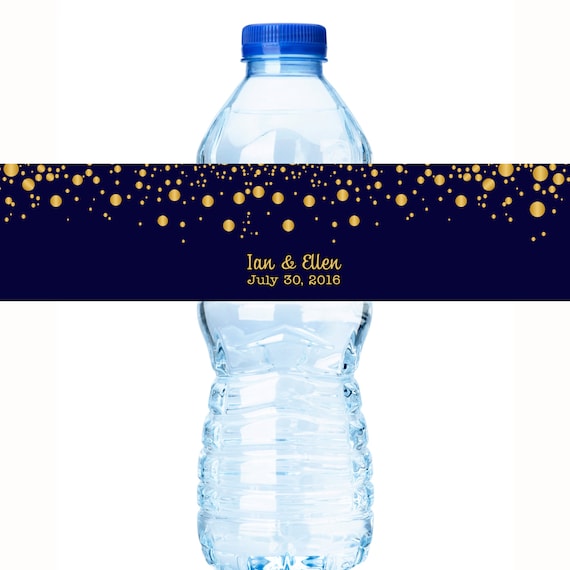 30 Personalized Gold Dots Waterproof Water Bottle Labels - Great for ...