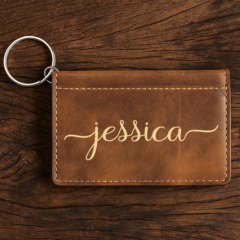 Personalized Leatherette ID Keychain Wallet - Etsy