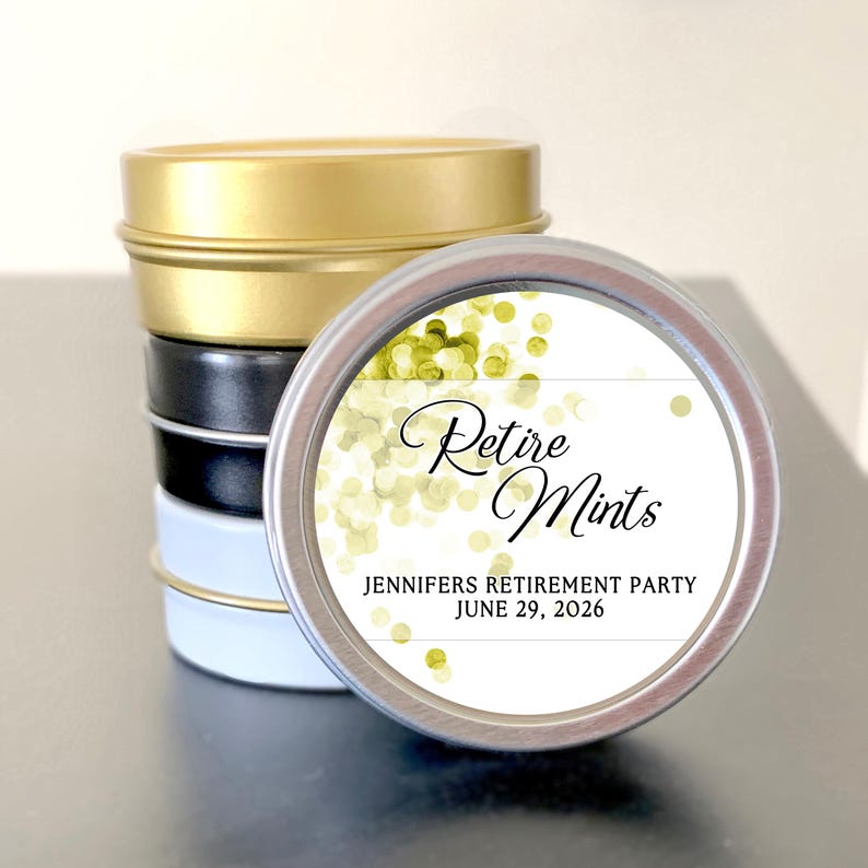Personalized Retire Mint Candy Tins | Custom Retirement Favors | Silver ...