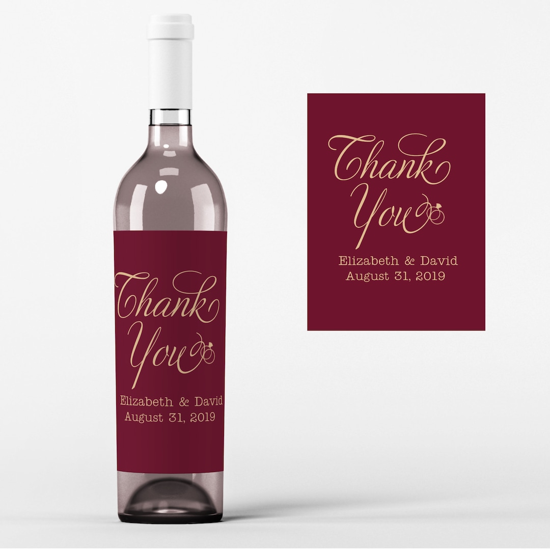 Thank You Wine Labels Thank You Diamond Ring Wine Labels Wedding Wine ...