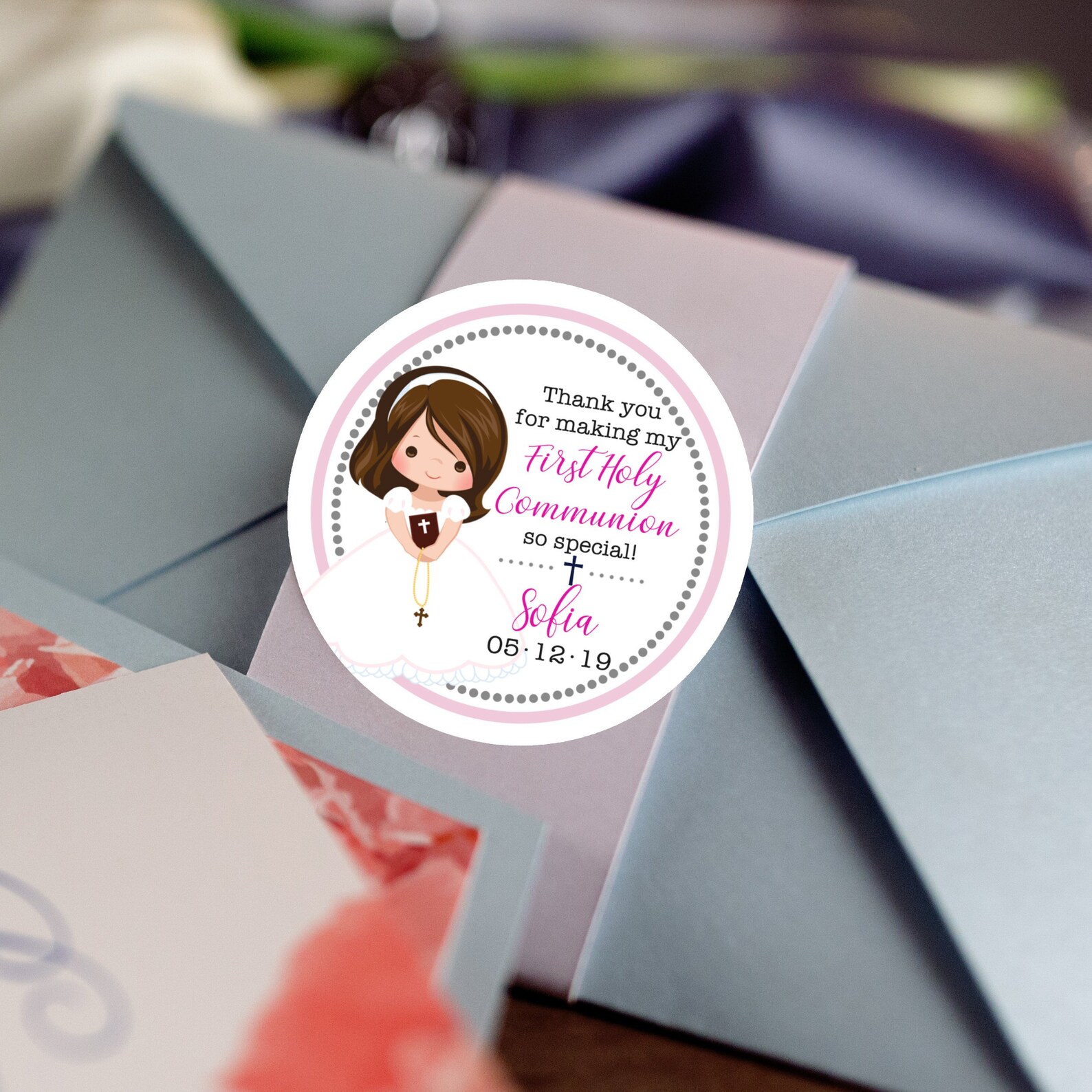First Holy Communion Round Stickers Girls Holy Communion - Etsy