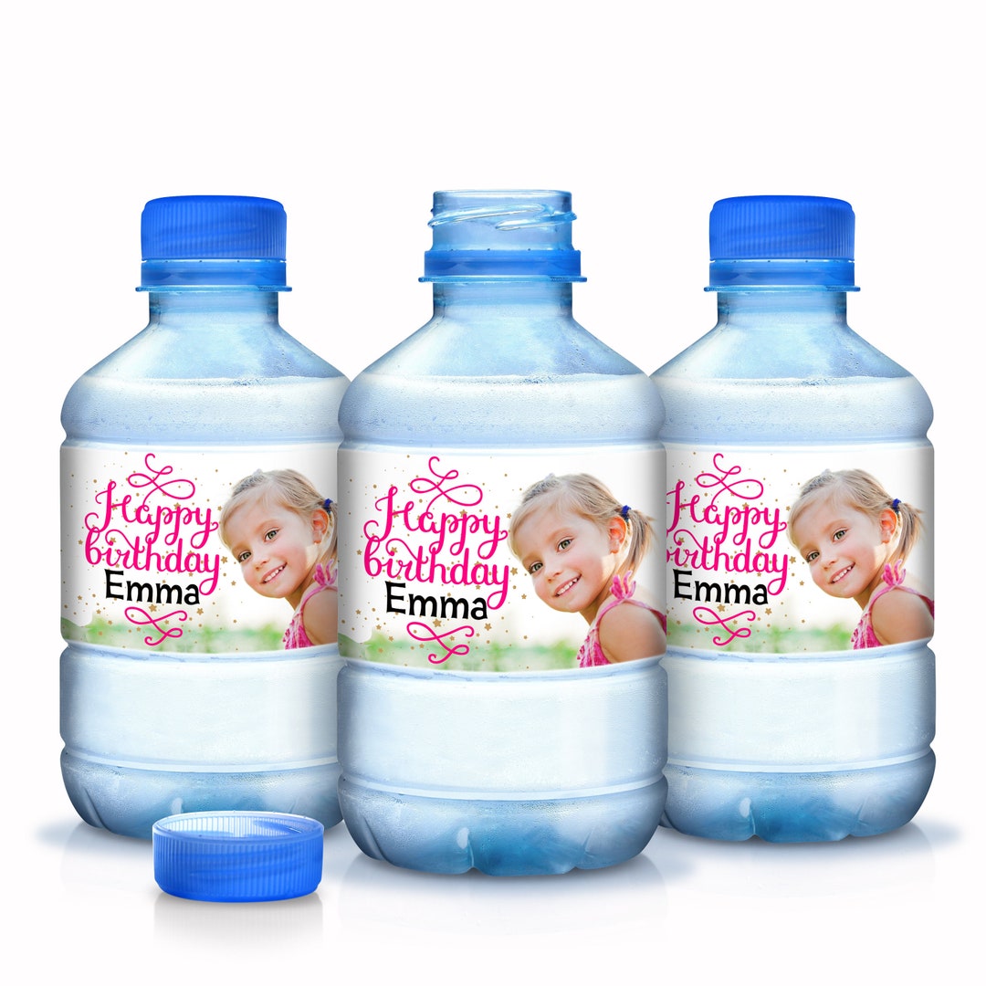 Birthday Photo Water Bottle Labels, Custom Birthday Stickers - Photo ...