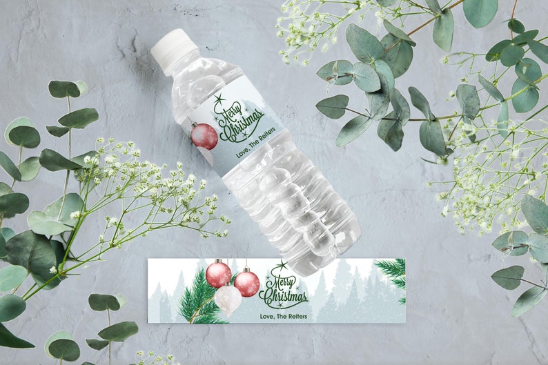 Personalized Christmas Water Bottle Labels: Holiday Party Favors - Etsy
