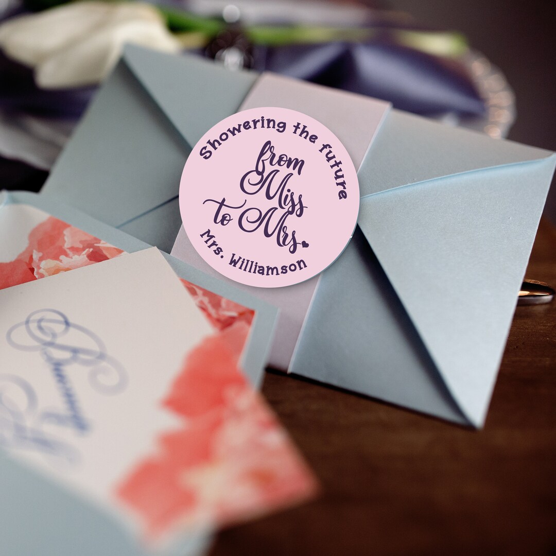 From Miss to Mrs Bridal Shower Labels - Personalized Stickers - Round ...