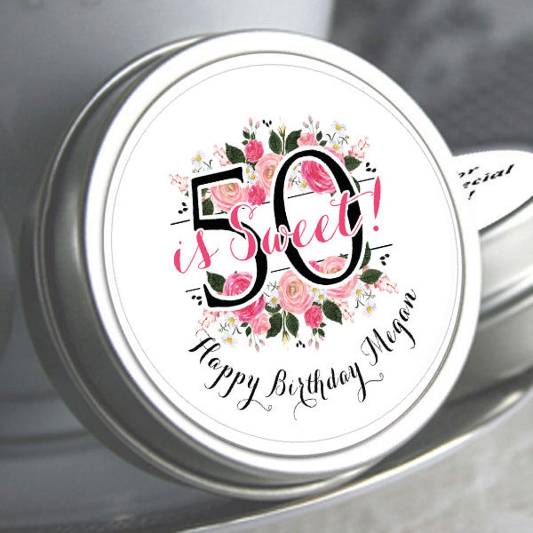 50th Birthday Mint Tins Birthday Mints Floral Birthday Favors Birthday ...