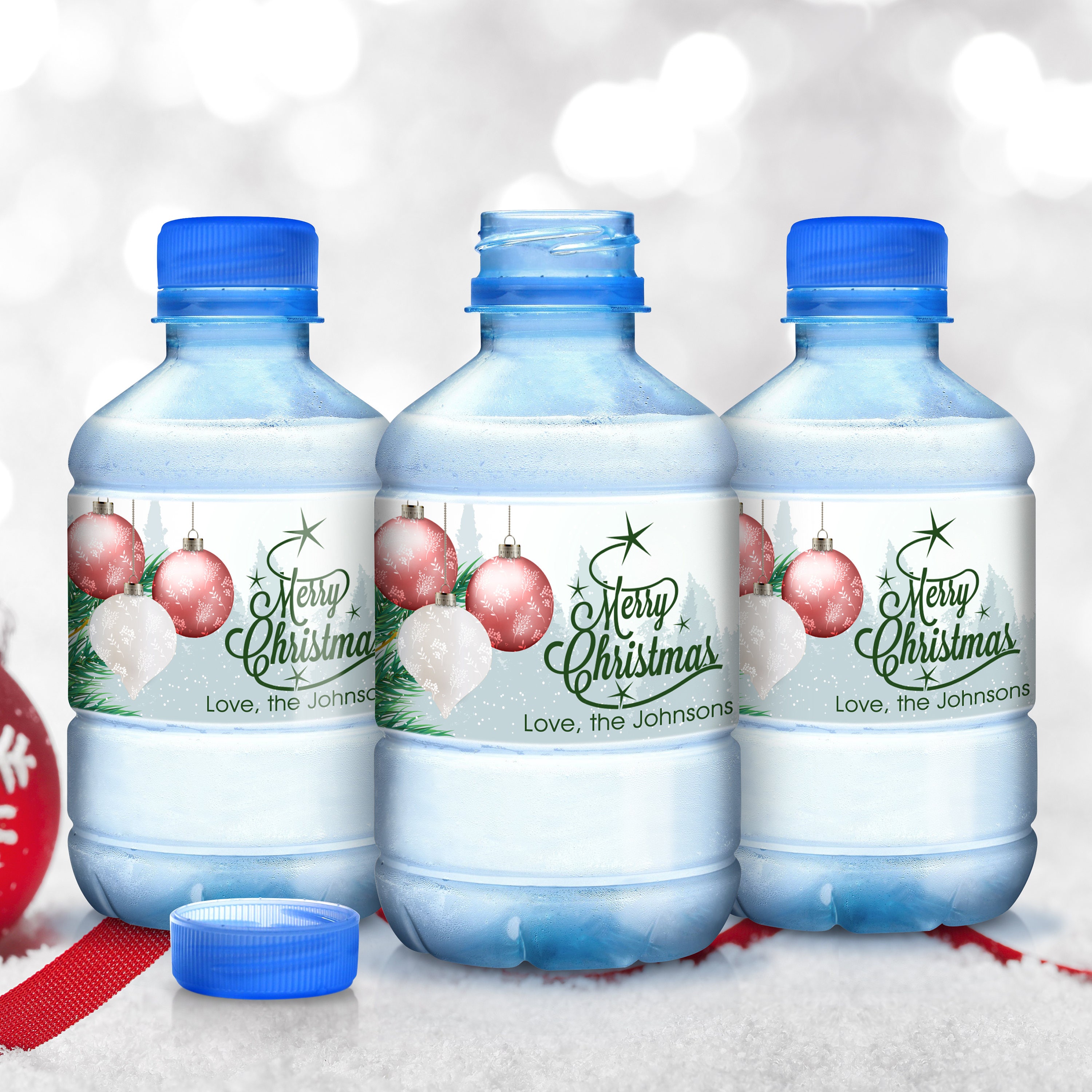 Personalized Christmas Water Bottle Labels: Holiday Party Favors - Etsy