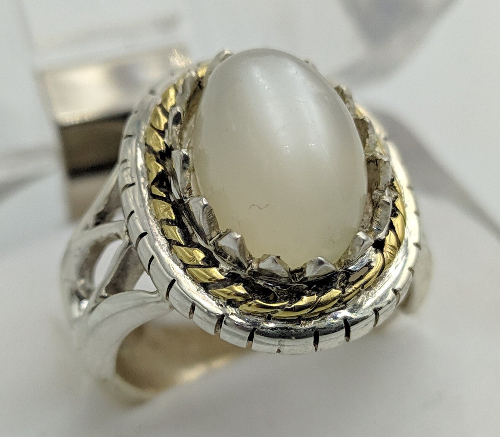 Anillo de piedra lunar natural, Anillo de piedra natal de junio, Anillo de piedra lunar de plata ...