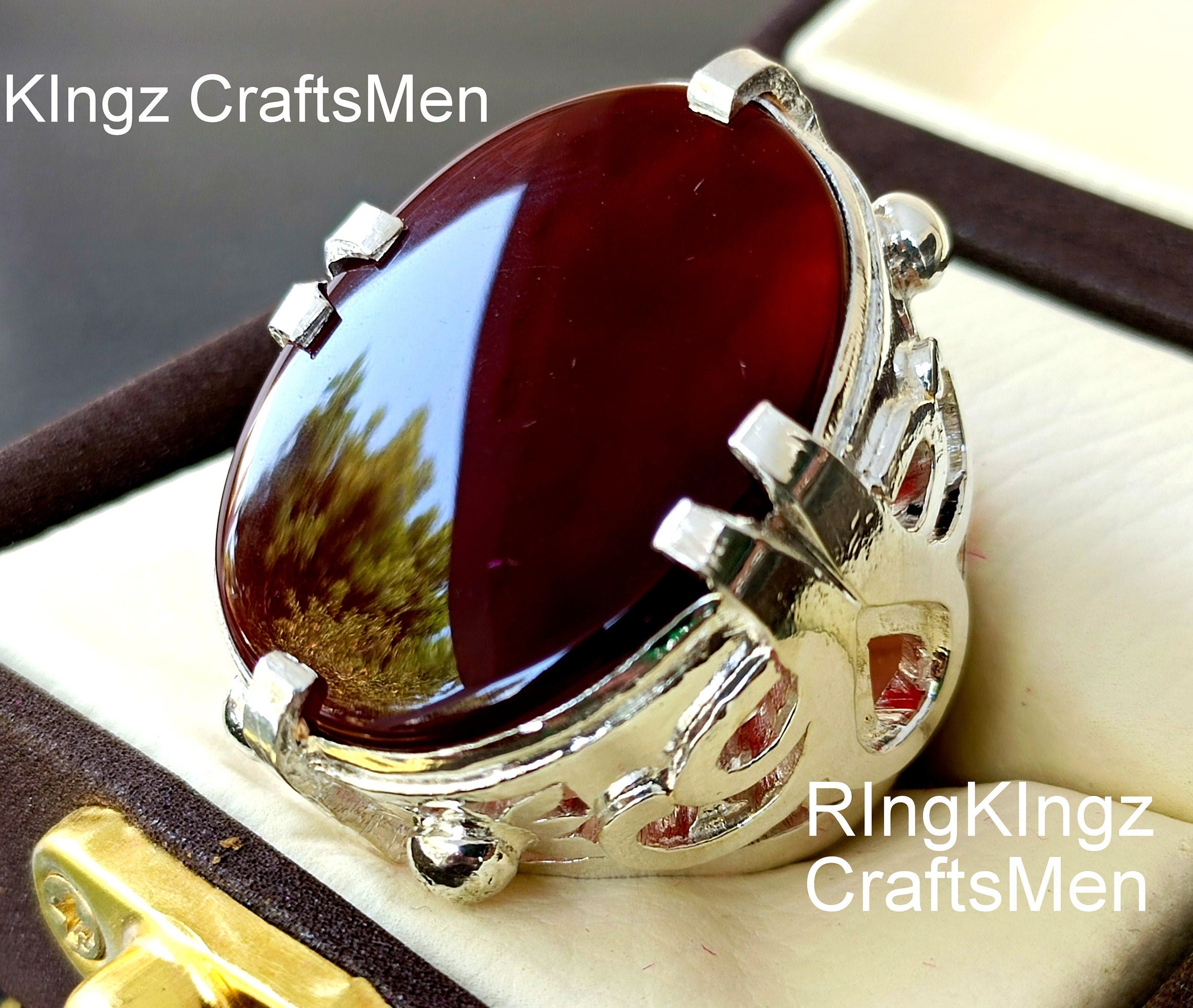 Agate Ring Men Ring Dark Red Carnelian Mens Rings Handmade - Etsy