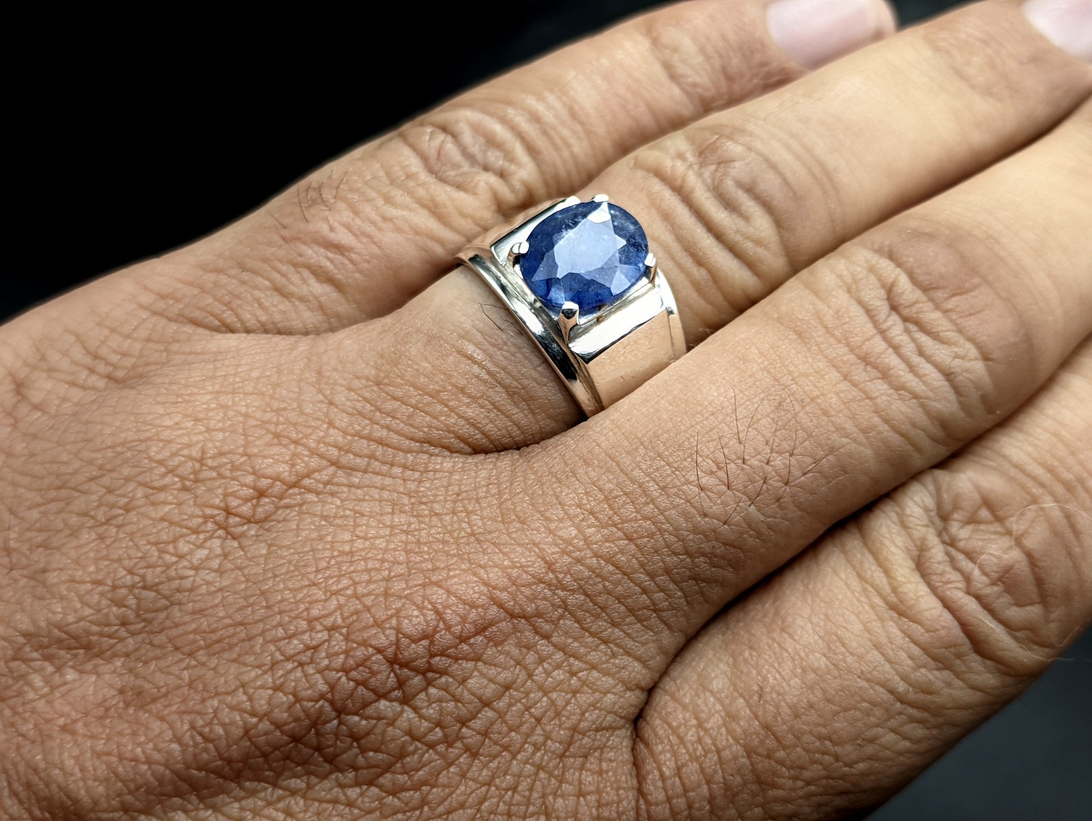 Sapphire Mens Ring 925 Sterling Silver Neelam Birthstone - Etsy