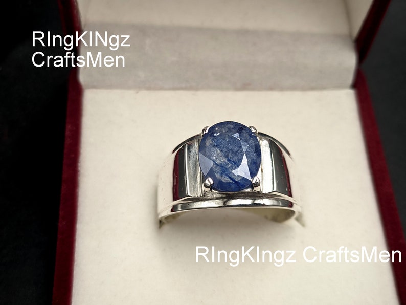 Sapphire Mens Ring 925 Sterling Silver Neelam Birthstone - Etsy