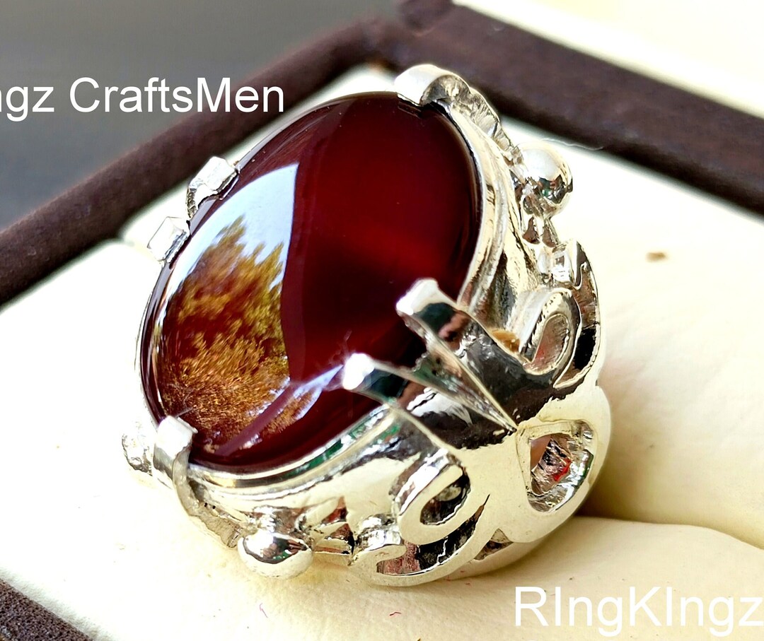 Liver Red Agate Men Ring, Nigel Rings, Handmade Birthstone Jewelry ...