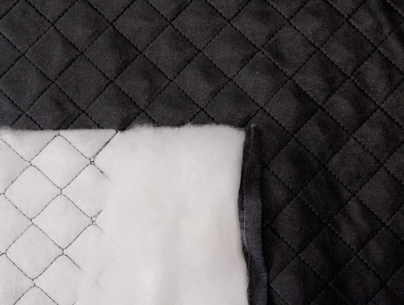 Black Quilted Faux Leather Fabric - Etsy