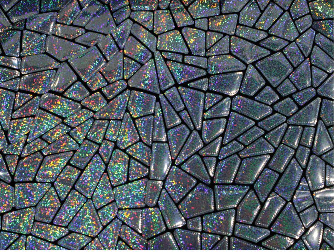 Iridescent Silver Glitter Sewn-on Vinyl Sequin Mirror Fabric - Etsy