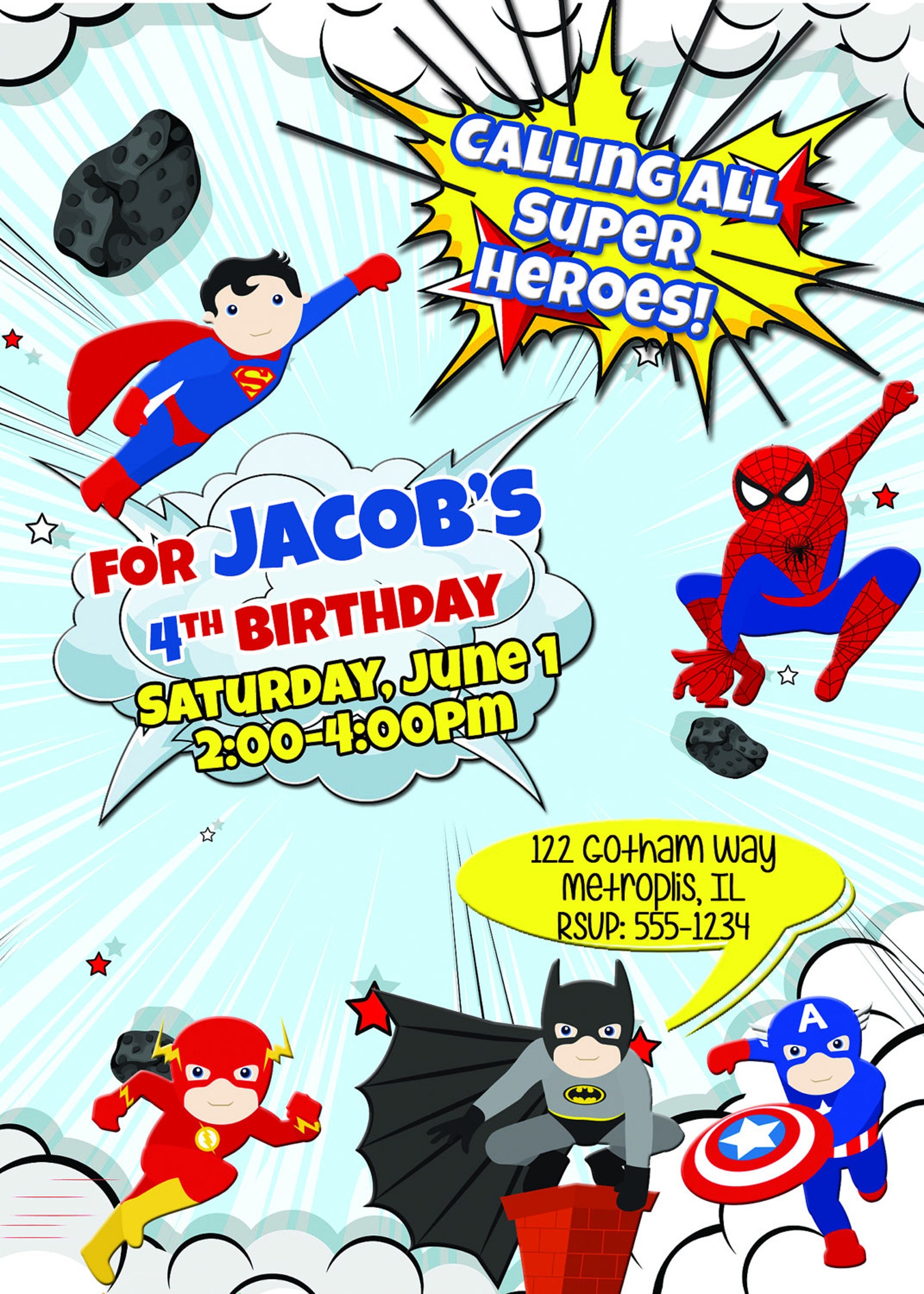 Superhero Party Invitation - Etsy