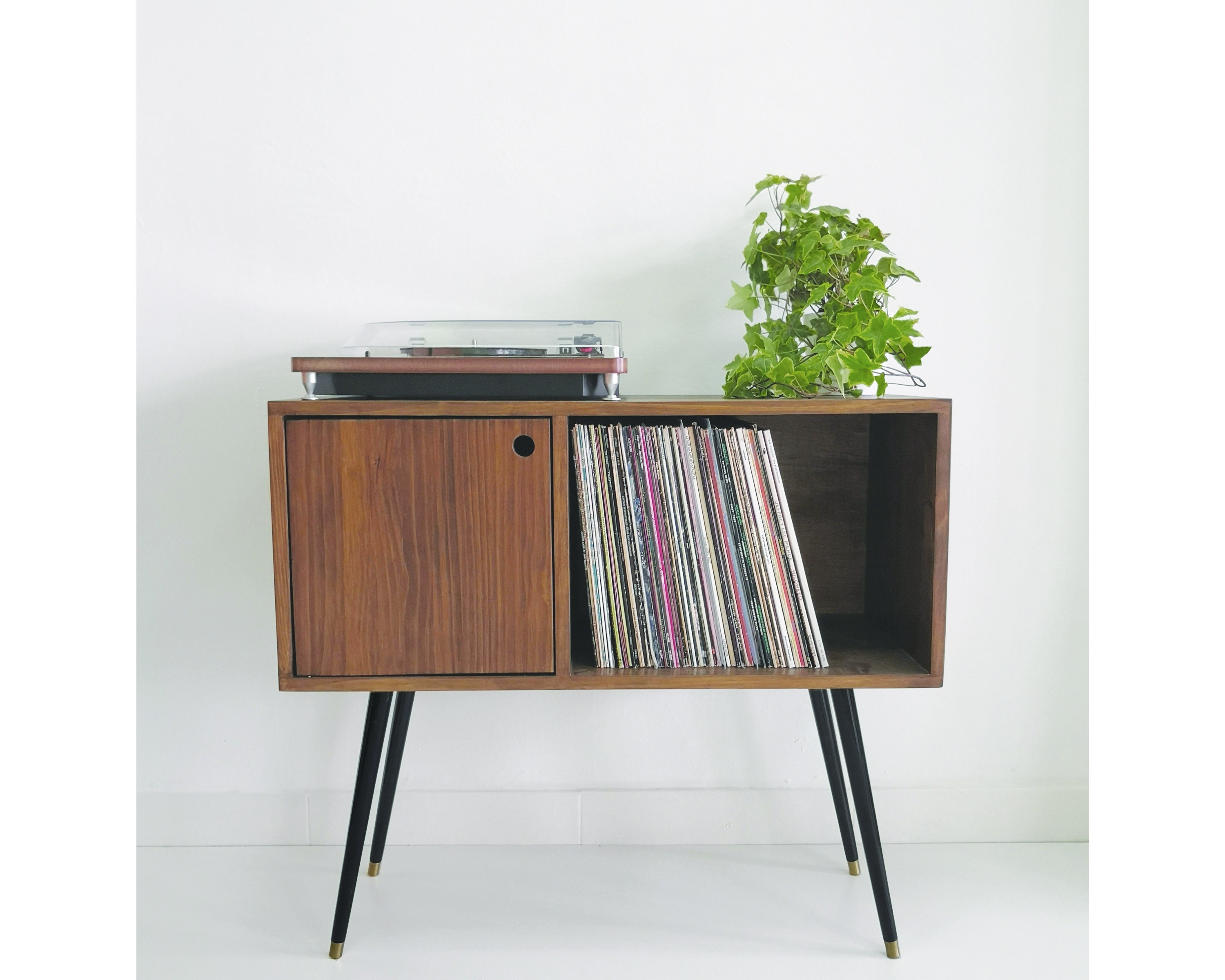 Vinyl Record Storage Console Table Mid Century Modern | Etsy UK