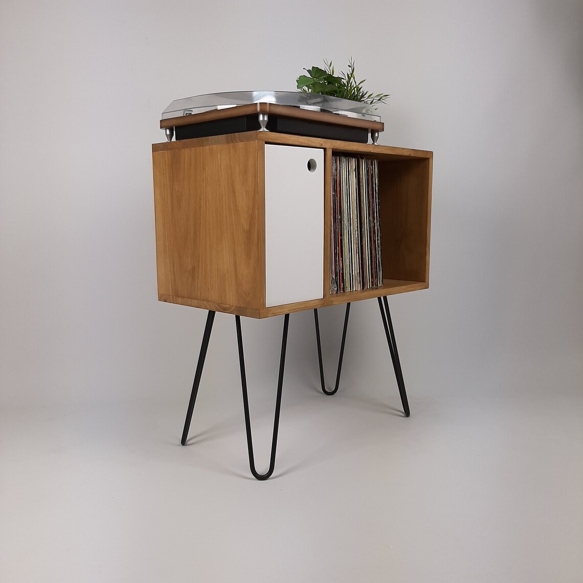 Designer Oak Sideboard Small Media Console Vinyl Record - Etsy