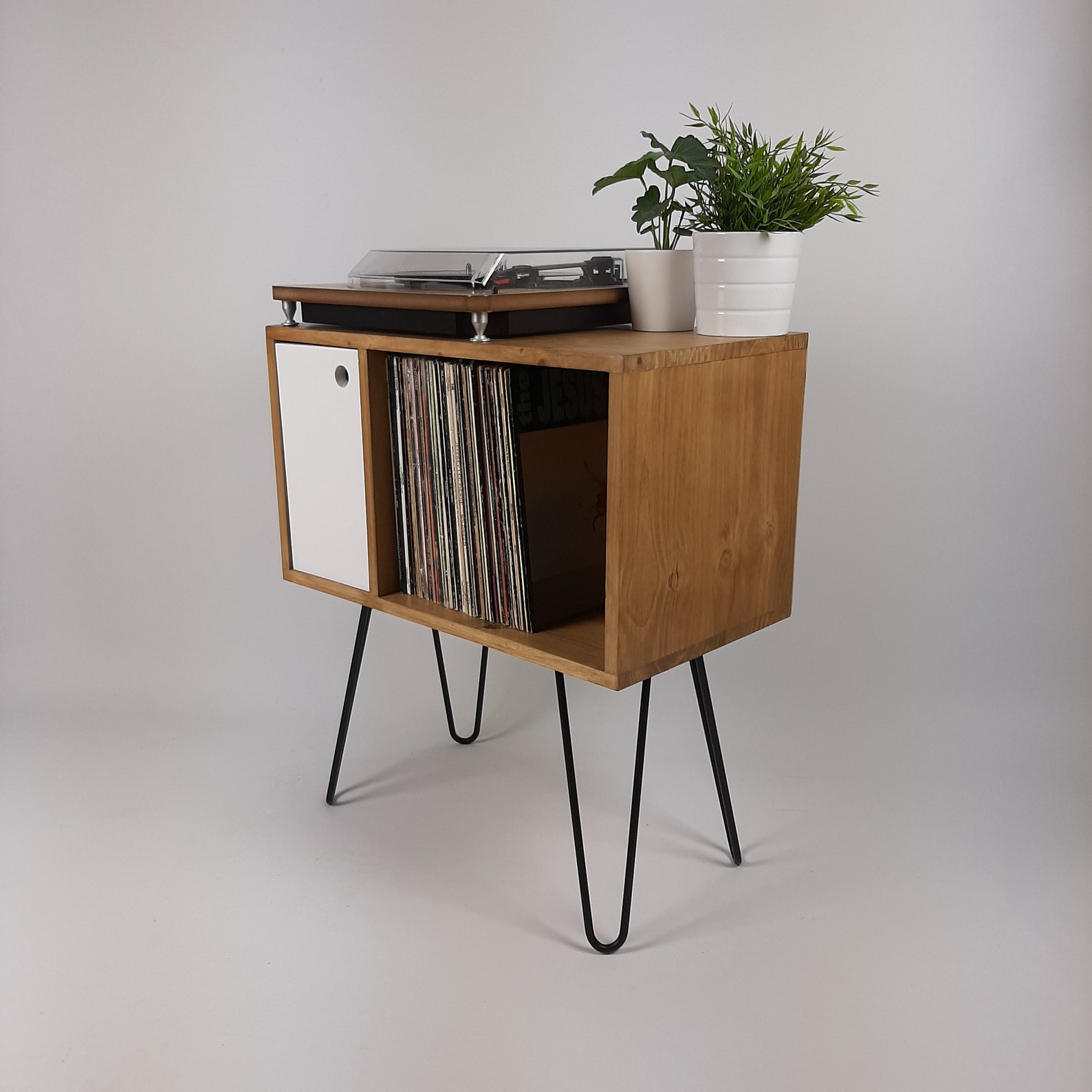 Designer Oak Sideboard Small Media Console Vinyl Record - Etsy
