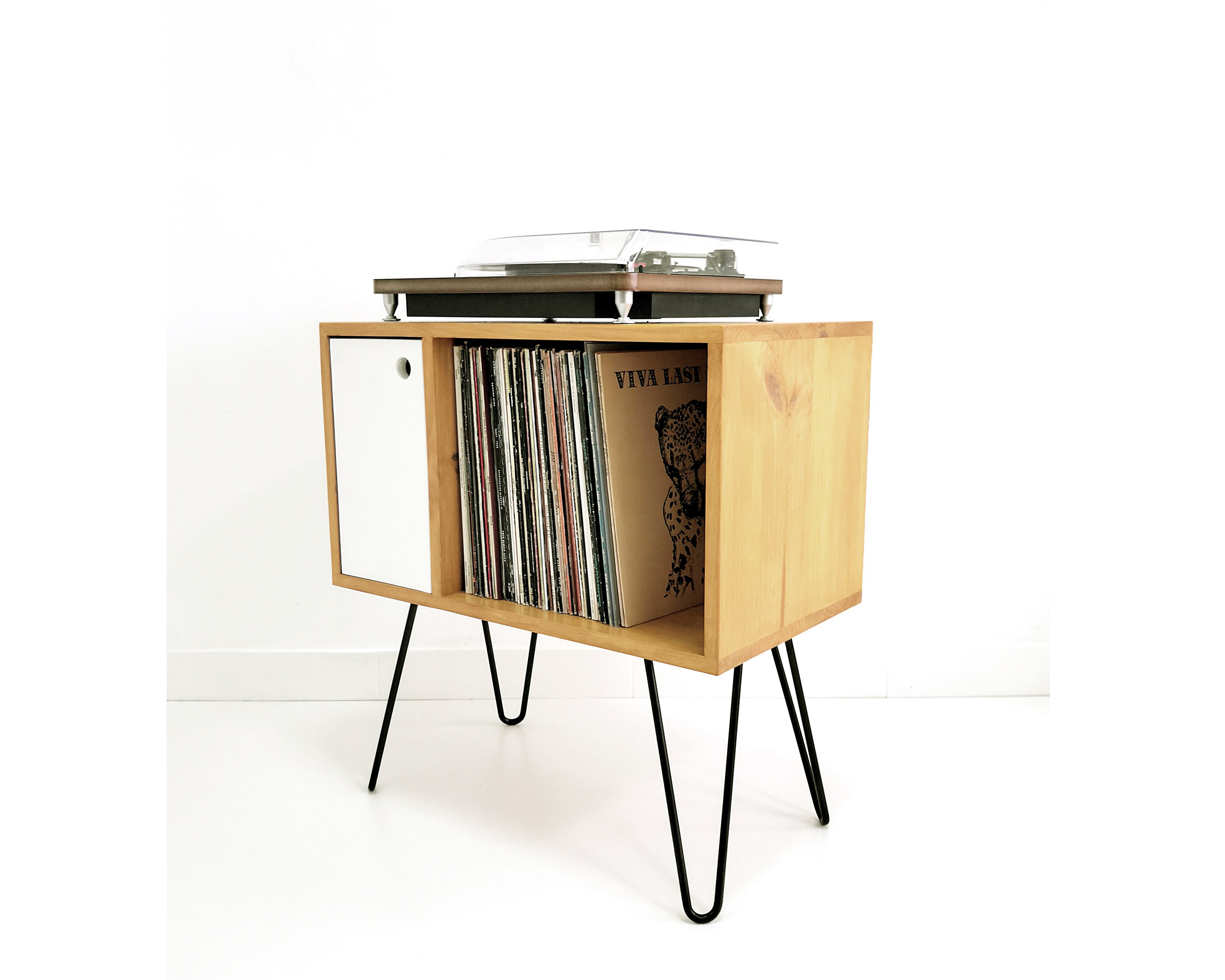 Designer Oak Sideboard Small Media Console Vinyl Record | Etsy