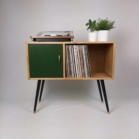 Green console table with storage store