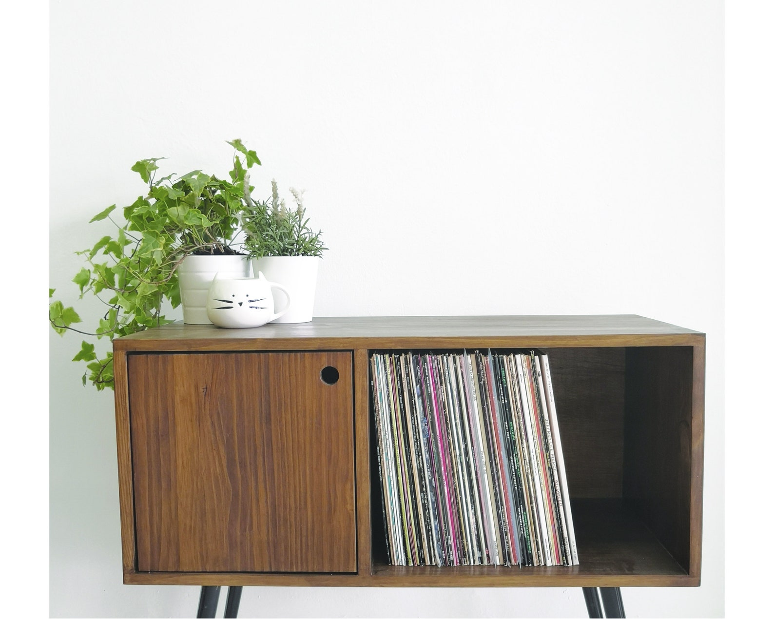 Vinyl Record Storage Console Table Mid Century Modern | Etsy UK