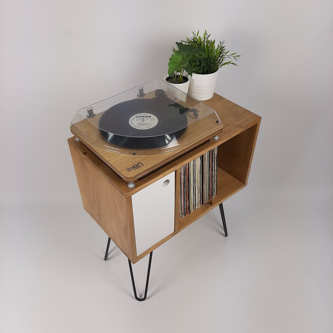 Designer Oak Sideboard Small Media Console Vinyl Record - Etsy