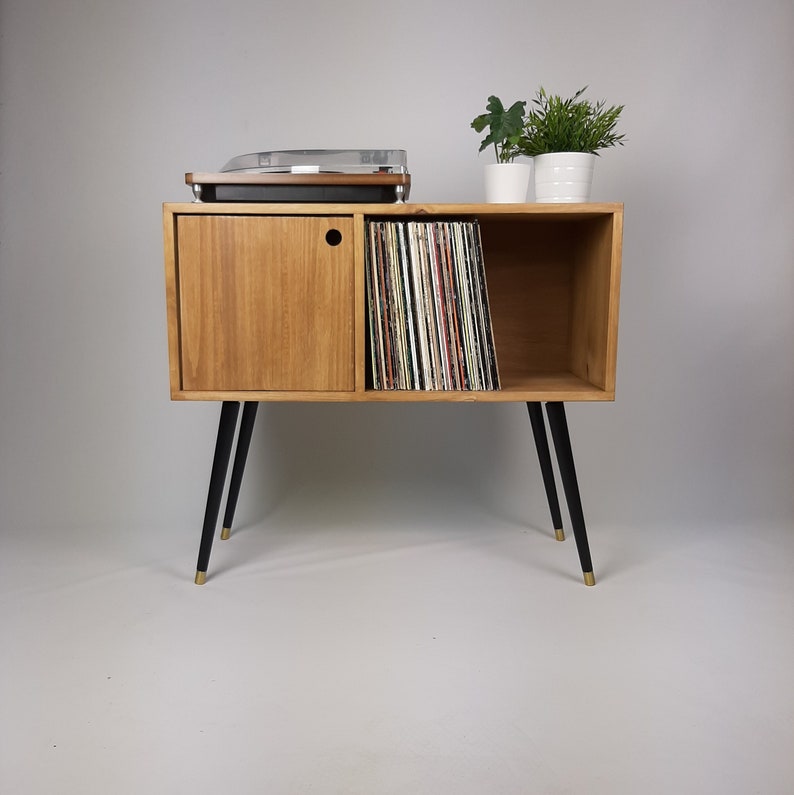 Oak Sideboard Solid Wood Sideboard Vinyl Record Storage - Etsy
