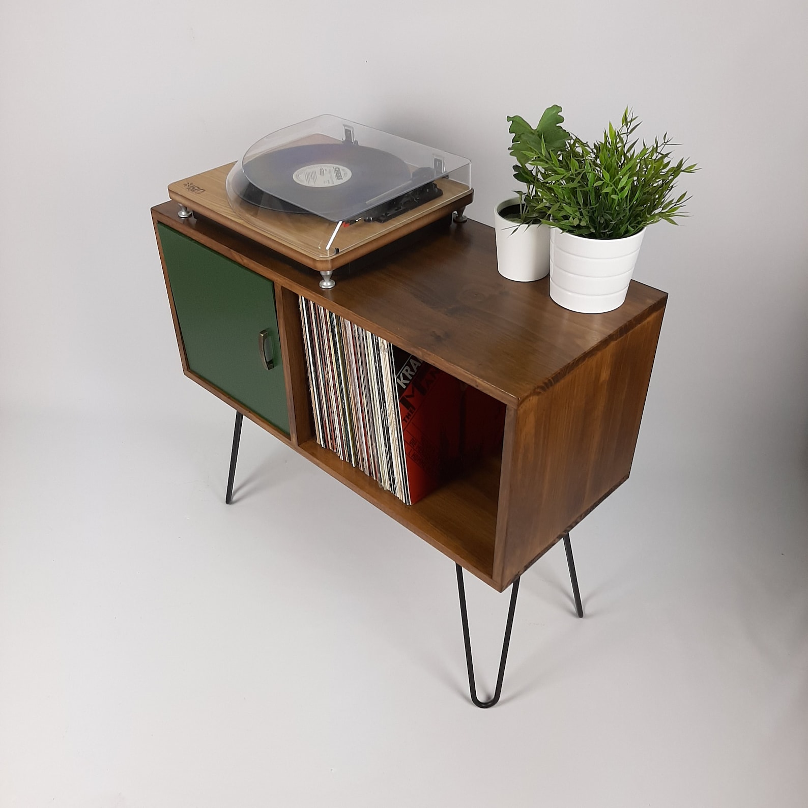 Vinyl Record Storage | Walnut Sideboard With Black Hairpin Legs ...